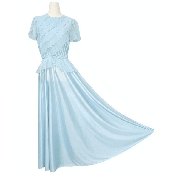Vintage | Dresses | 98s Formal Dress 80s Vintage Maxi Light Blue ...